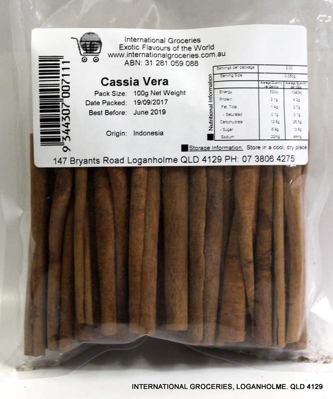 Cassia Vera Sticks 100g - GS International Groceries - GS International ...