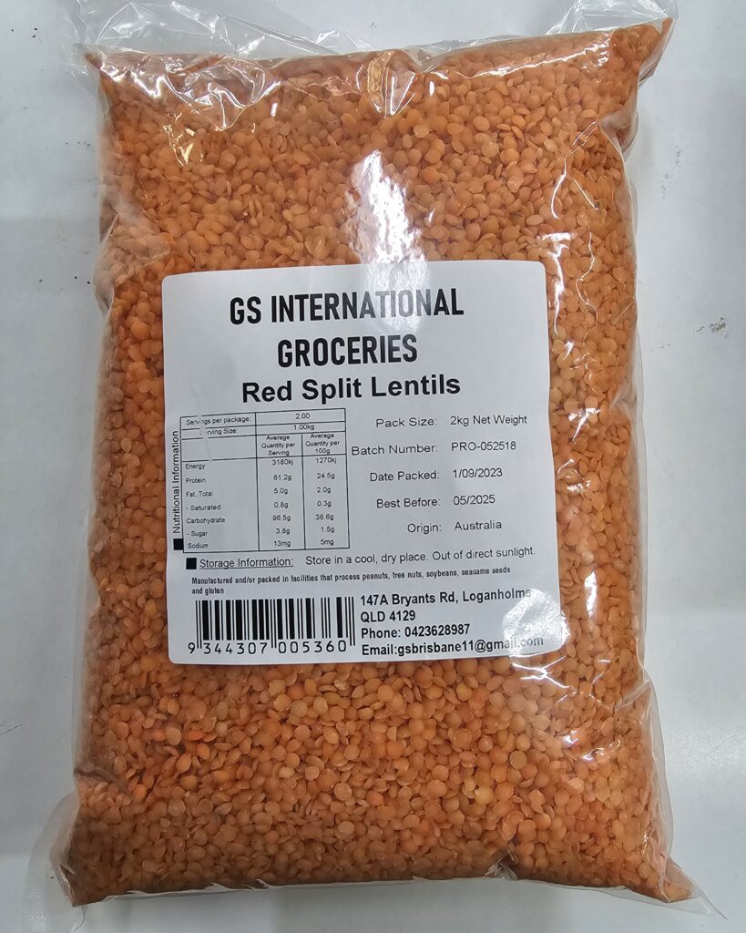 GS International Red Split Lentils 2KG - GS International Groceries ...