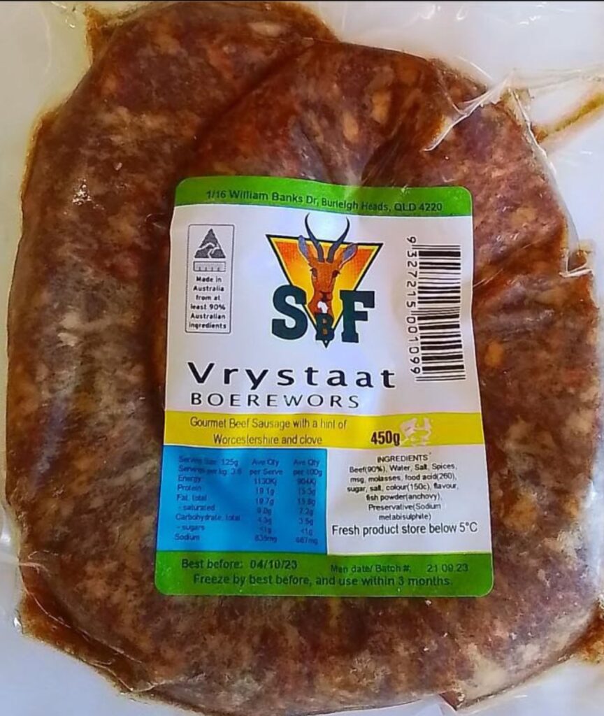 Springbok Food Vrystaat Boerewors 450g ( PICK UP ONLY) - GS ...