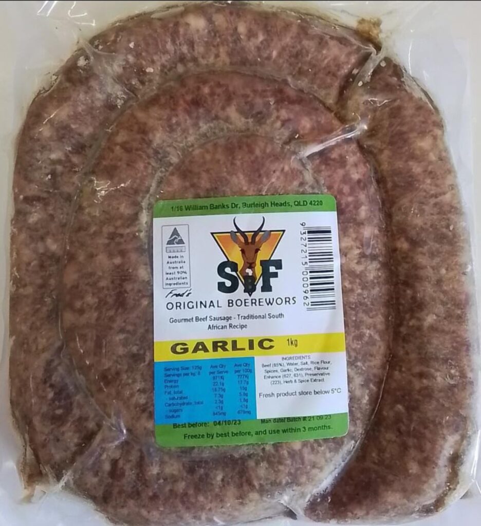 Springbok Food Boerewors Garlic 1kg (PICK UP ONLY) - GS International ...